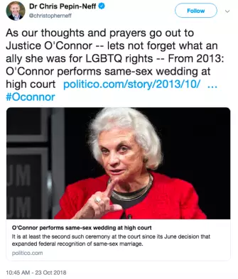 Sandra Day O'Connor, første kvinde ved den amerikanske højesteret, har demens 10818_4