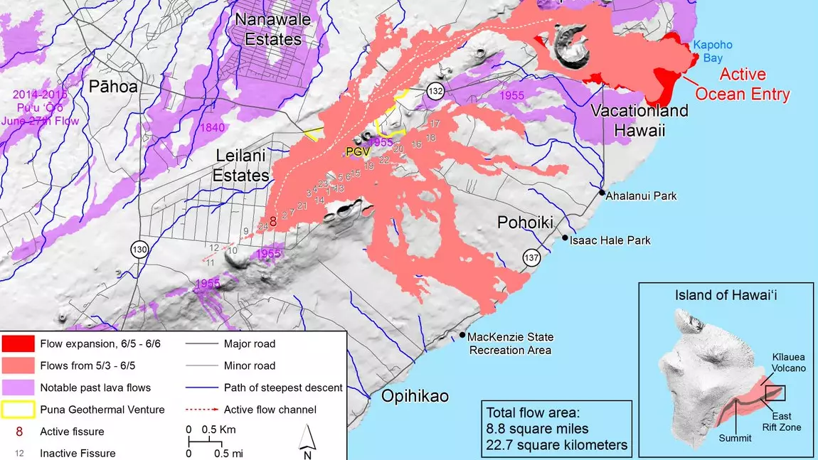 Letusan gunung Kilauea ing Hawaii nggawe tanah anyar. Wis duwe sing duwe. 17157_0