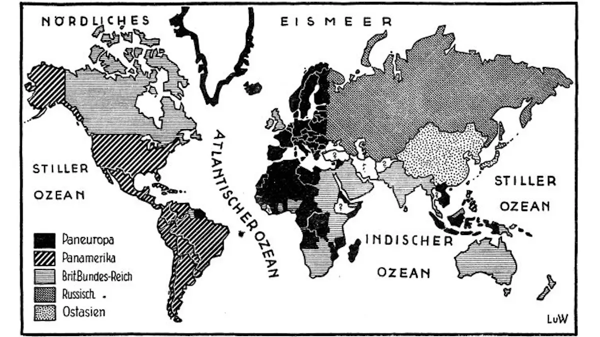 Det utopiska 1920-talsschemat för fem globala superstater