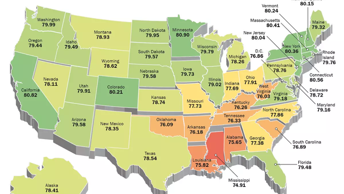 Se, missä asut Amerikassa, määrittää, milloin kuolet 28673_1