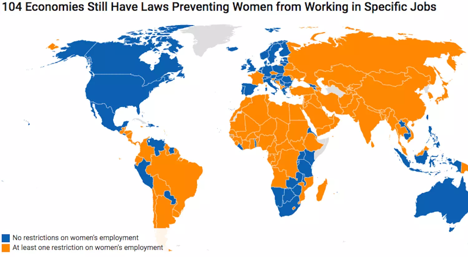 Ове 104 земље ограничавају право жена на рад