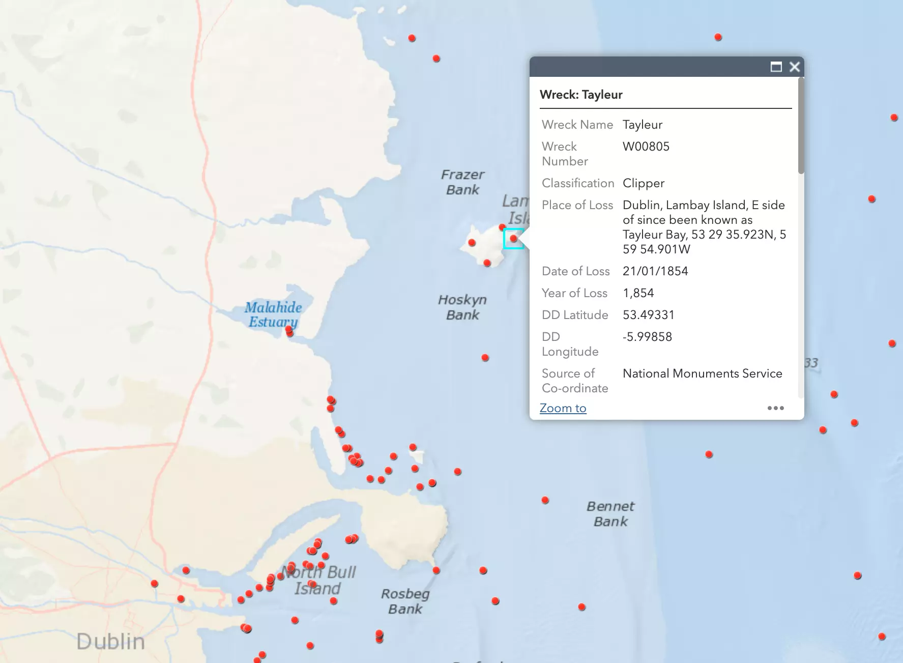 Eine interaktive Karte irischer Schiffswracks, übersät mit Tausenden von Geschichten 296_3