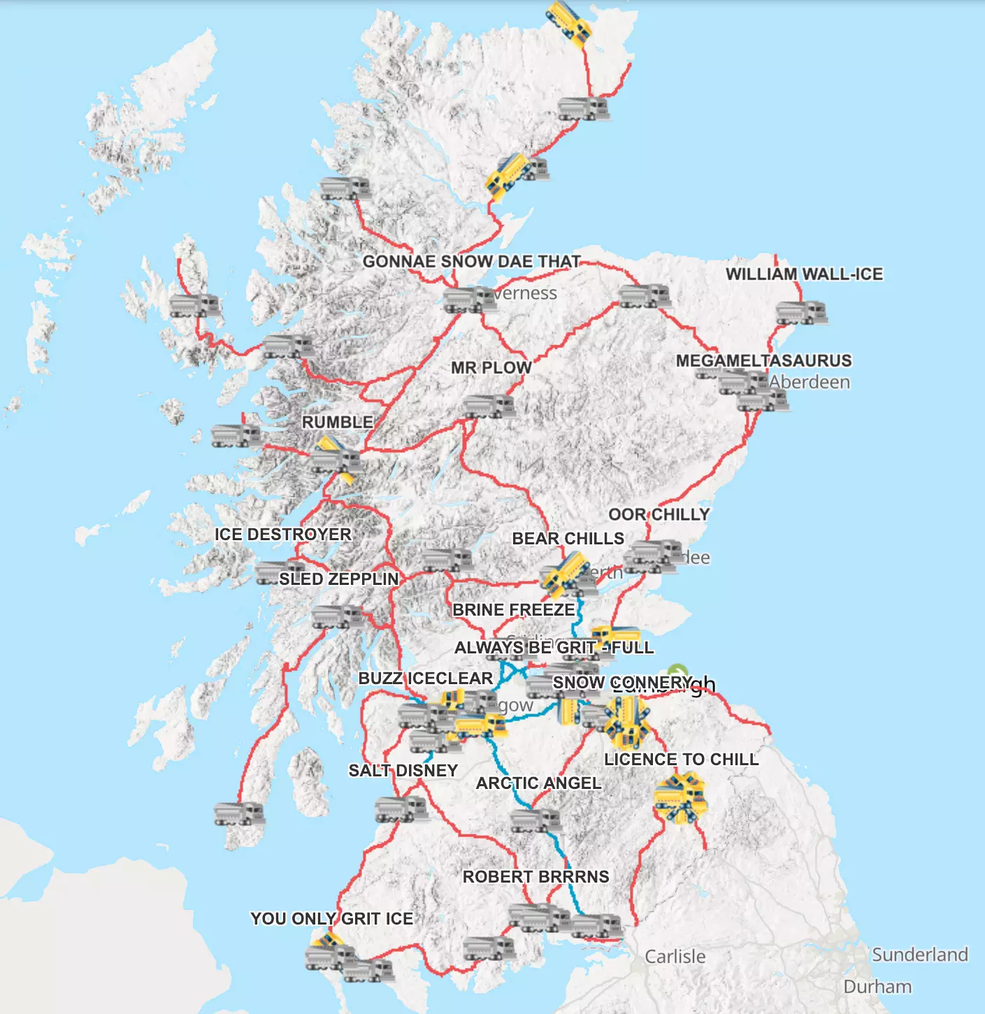 Skotlantilaiset gritterit ja James Bond -sanapelit: kartta vain jäälle 304_4