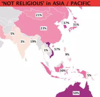 La Cina e l'Europa spiccano sulla mappa mondiale dell'ateismo 30814_9