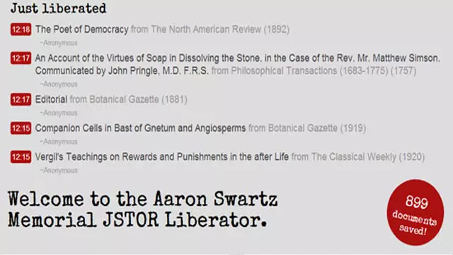 Die internet begin die werk waarmee Aaron Swartz begin het klaarmaak, teen 'n koers van 'n vraestel per minuut 36698_0