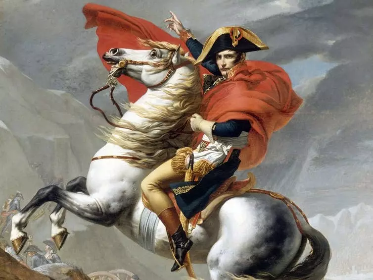 馬に乗ったナポレオン・ボナパルトの絵。