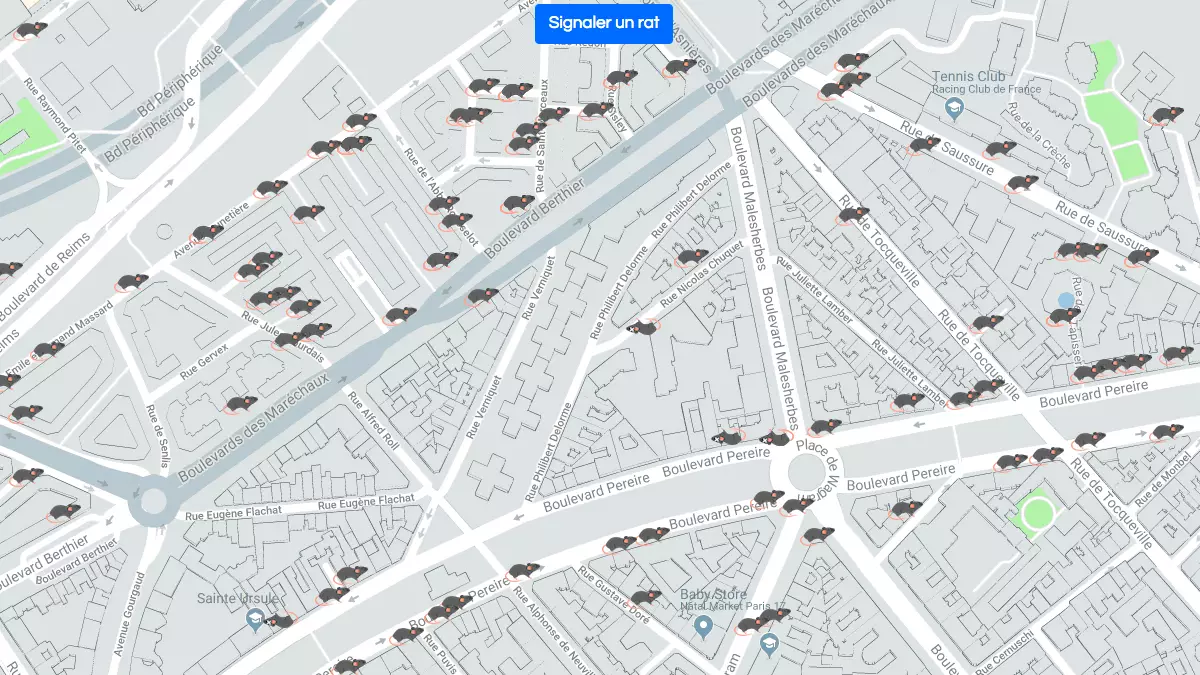 Viens dusmīgs Parīzes iedzīvotājs kartē žurku novērojumus, lai apkaunotu pilsētu 6158_0
